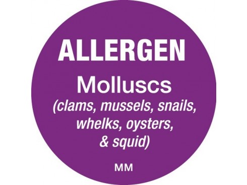 LABEL ALLERGEN MOLLUSCS 1" CIRCLE [XHS90024] - per 1000 - Instock Group