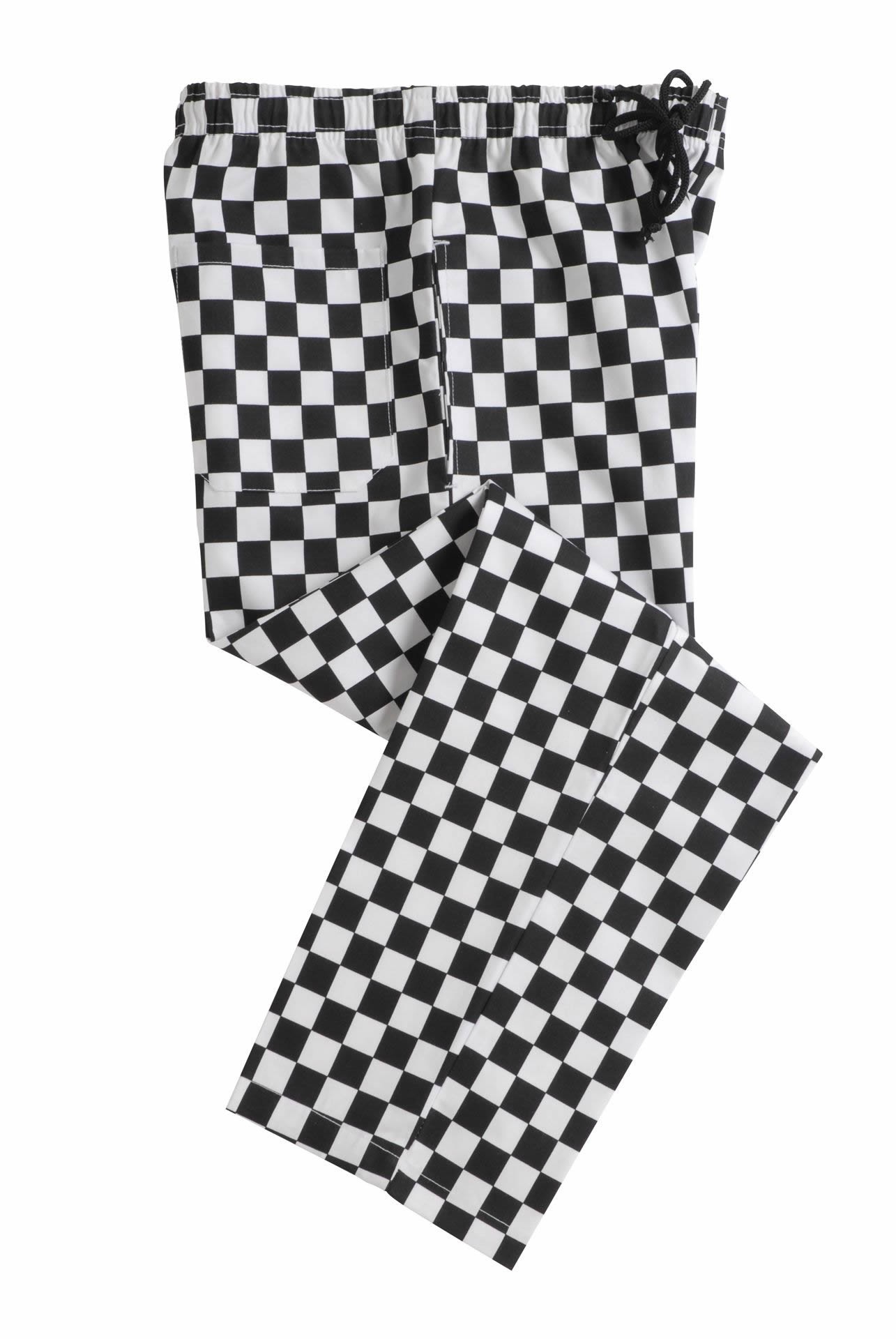 TROUSERS CHEF UNISEX CHECK BLACK LARGE [CCT124] - per PAIR - Instock Group